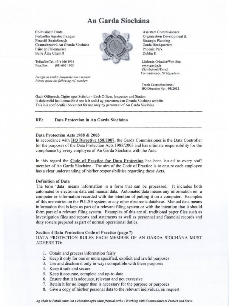 Garda Data Protection Guidance | PDF | Information Privacy | Audit
