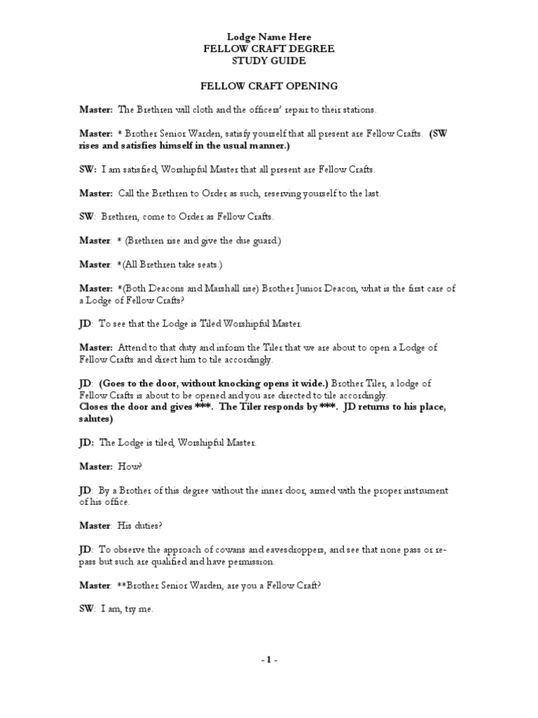 Fellow Craft Study Guide-LNH | PDF | Freemasonry | Thought