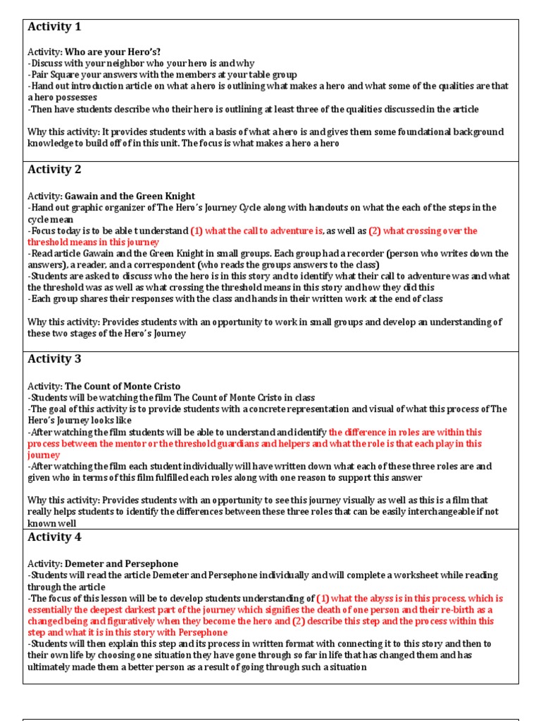Hero's Journey | PDF | Reading (Process) | Reading Comprehension