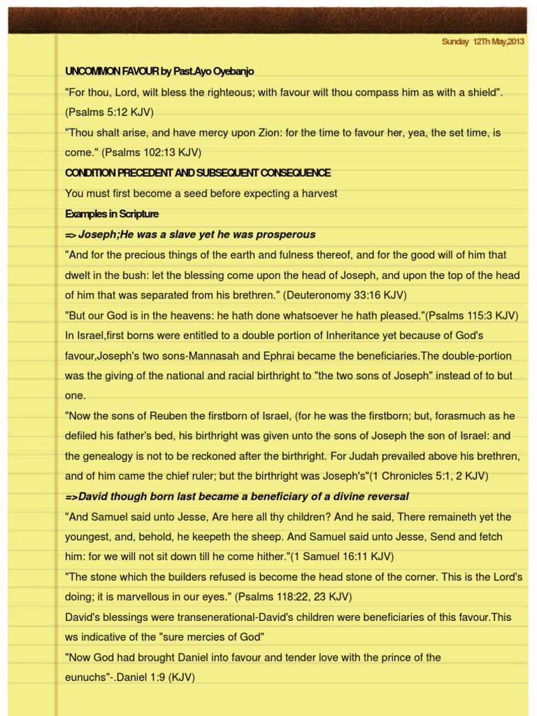 Uncommon Favour Sermon (Part 2) | PDF | Hebrew Bible | Torah