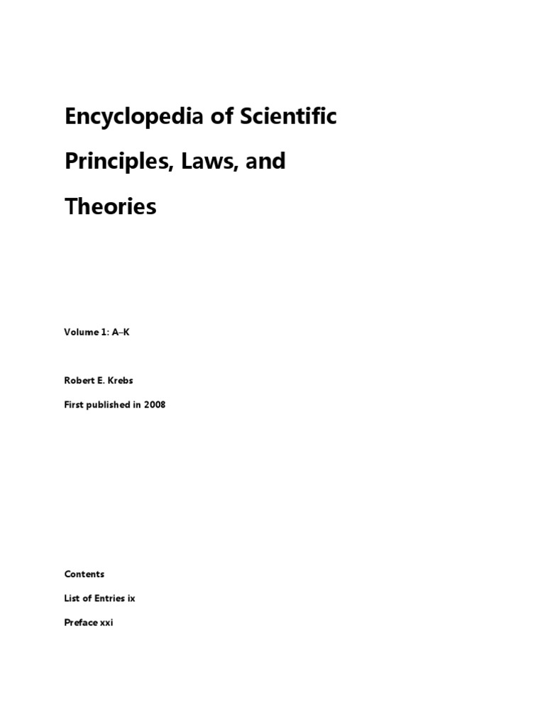 Scientific Principles Laws and Theories Encyclopedia Volume 1 A K | PDF ...