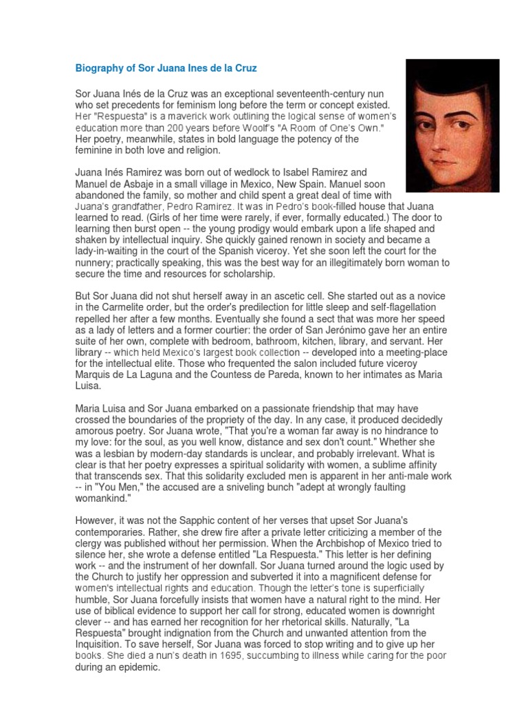 Biography of Sor Juana Ines de La Cruz | Download Free PDF | William ...