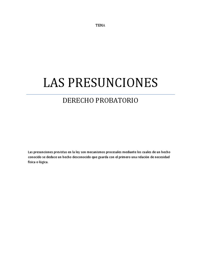 Las Presunciones | PDF | Evidencia (ley) | Juez
