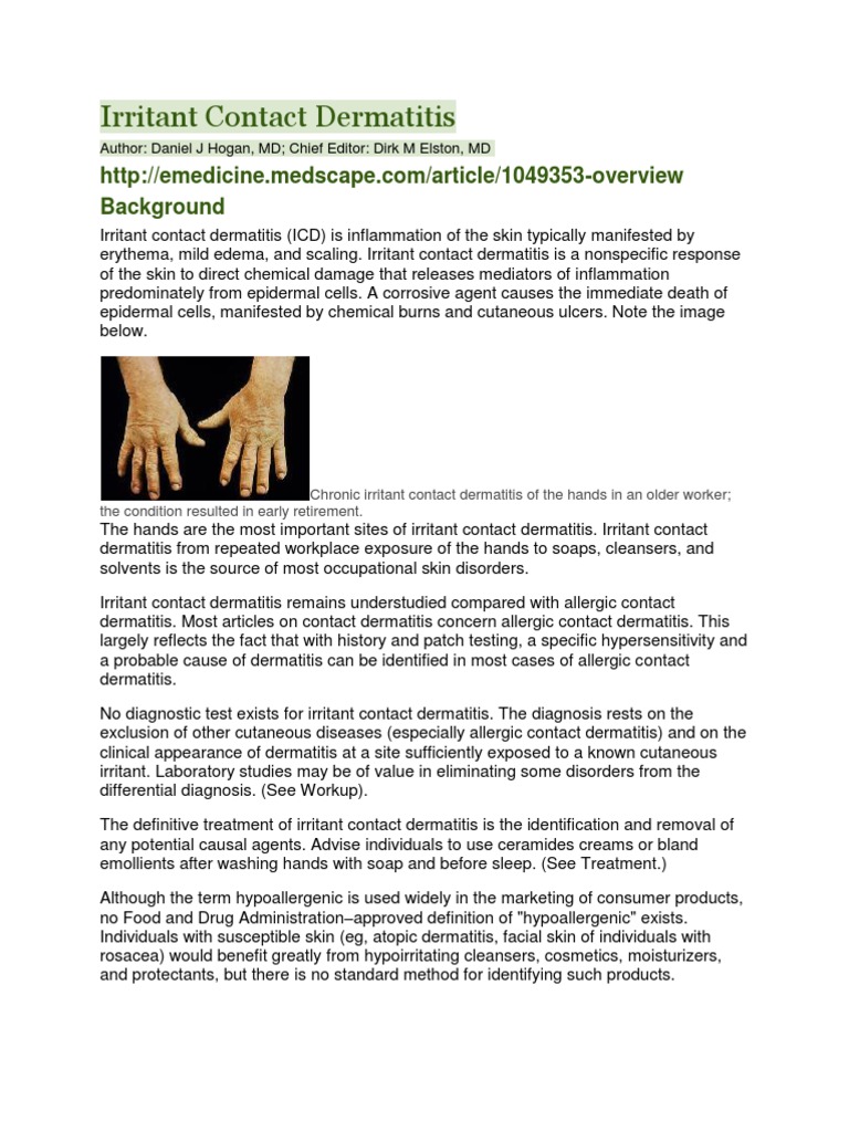 Irritant Contact Dermatitis | PDF | Dermatitis | Cutaneous Conditions