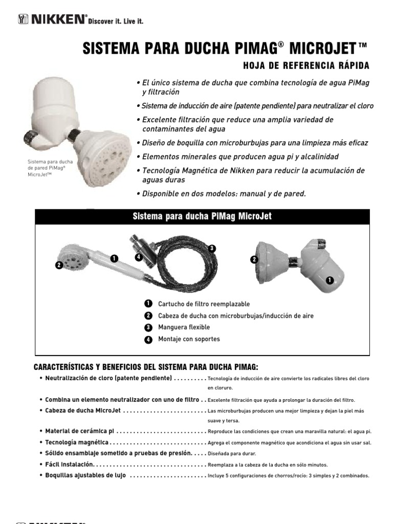 Sistema de Ducha PiMag MicroJet | PDF | Ducha | Cloro