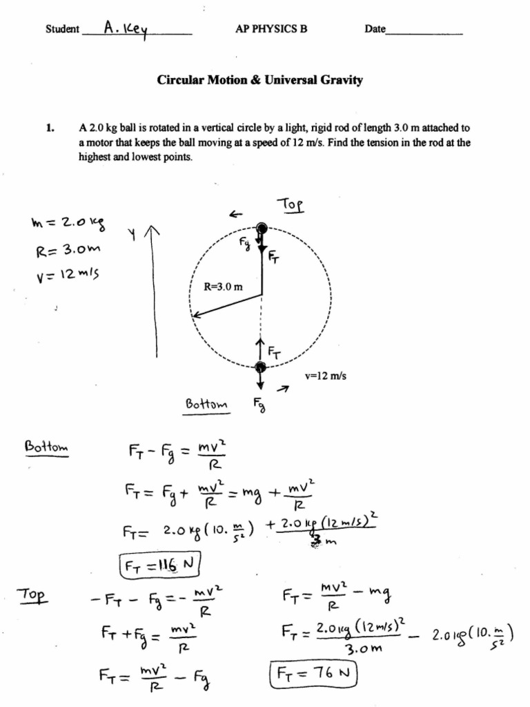 Circular Motion and Gravity Problems | PDF