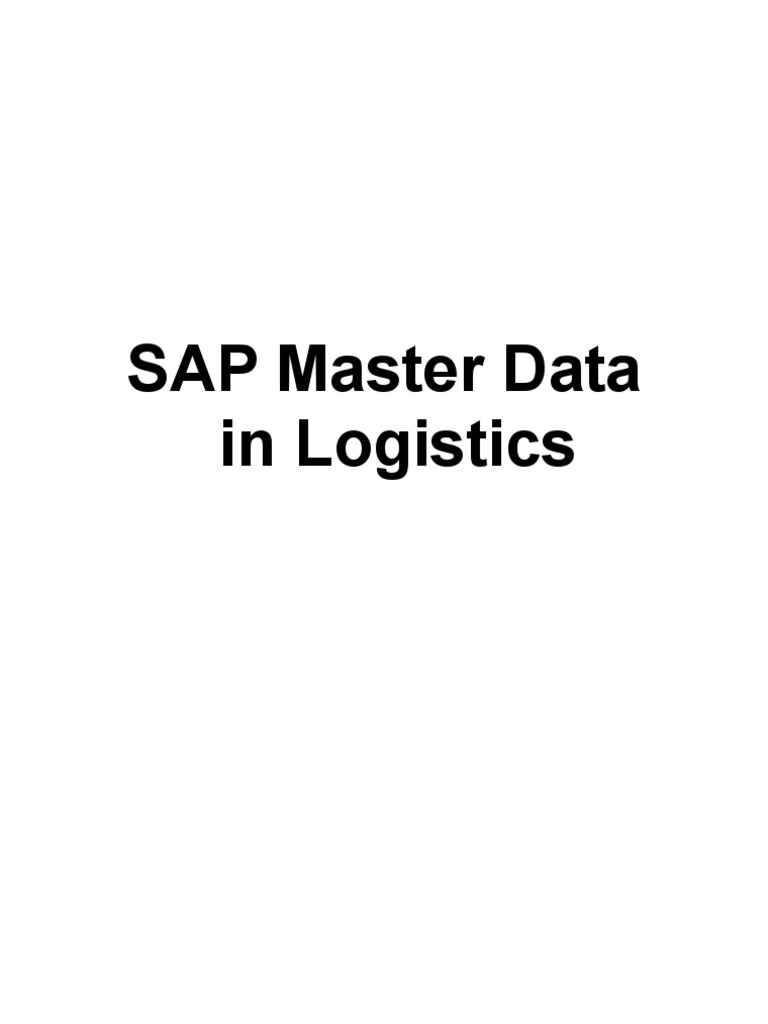Sap Master Data in Logistics | PDF | Payments | Invoice