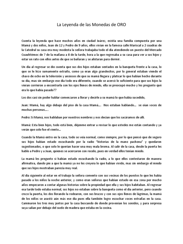 La Leyenda de Las Monedas de ORO | PDF | Oración | Ocio