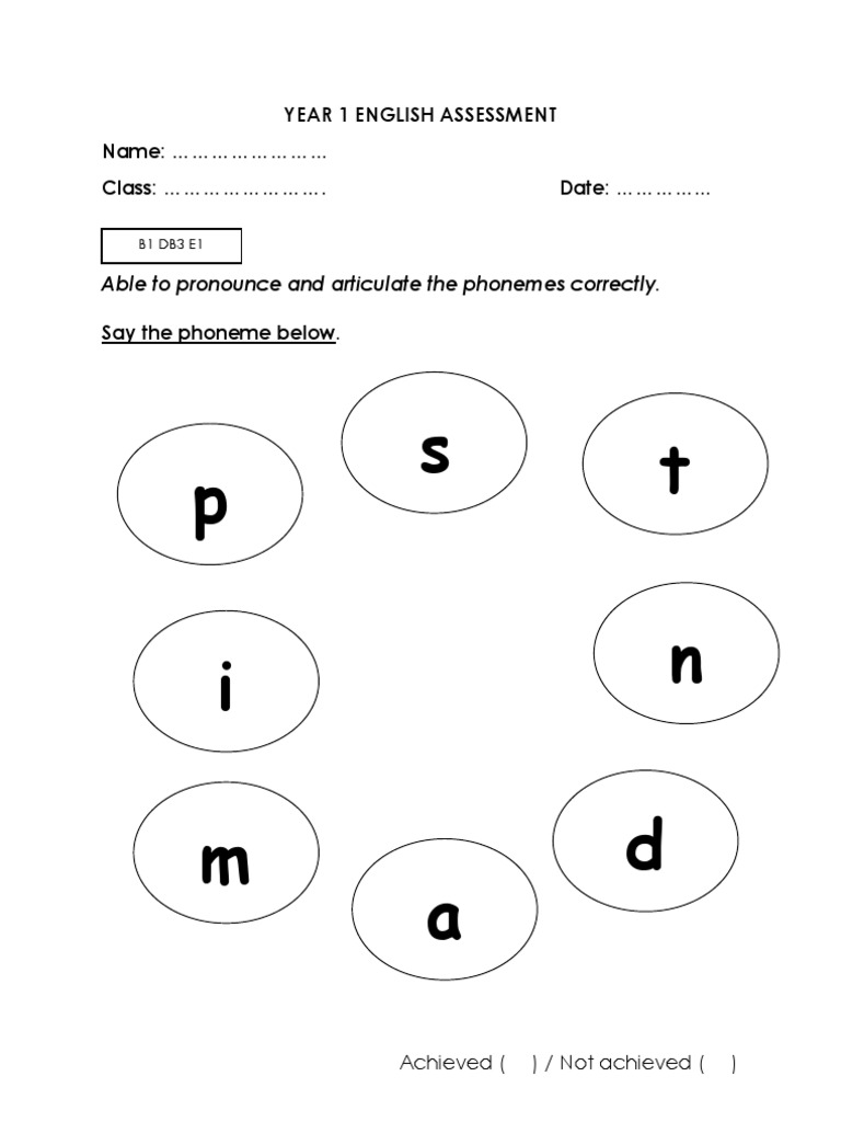 Year 1 English Assessment 2013 Yr 1 | PDF | Language Arts & Discipline