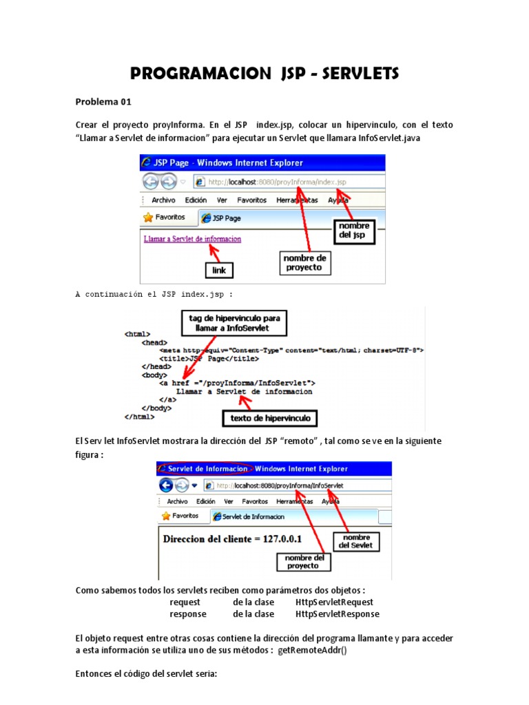 Guía JSP y Servlets para Desarrolladores | PDF | Páginas del servidor Java | Lenguaje de ...