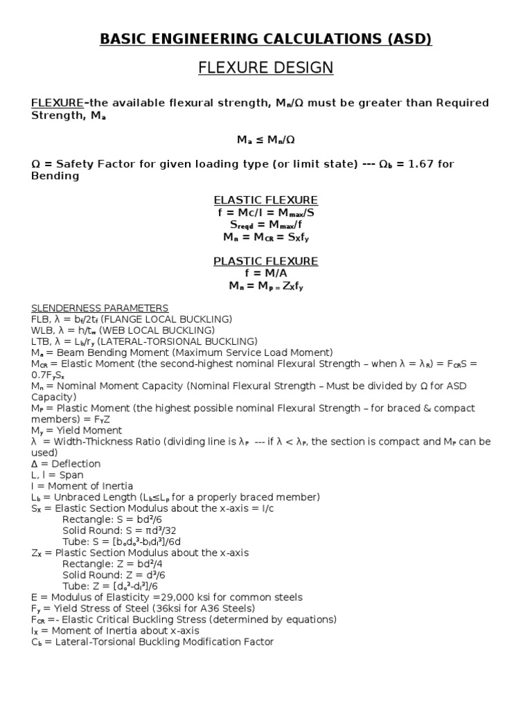 Basic Engineering Calculations | PDF | Buckling | Bending