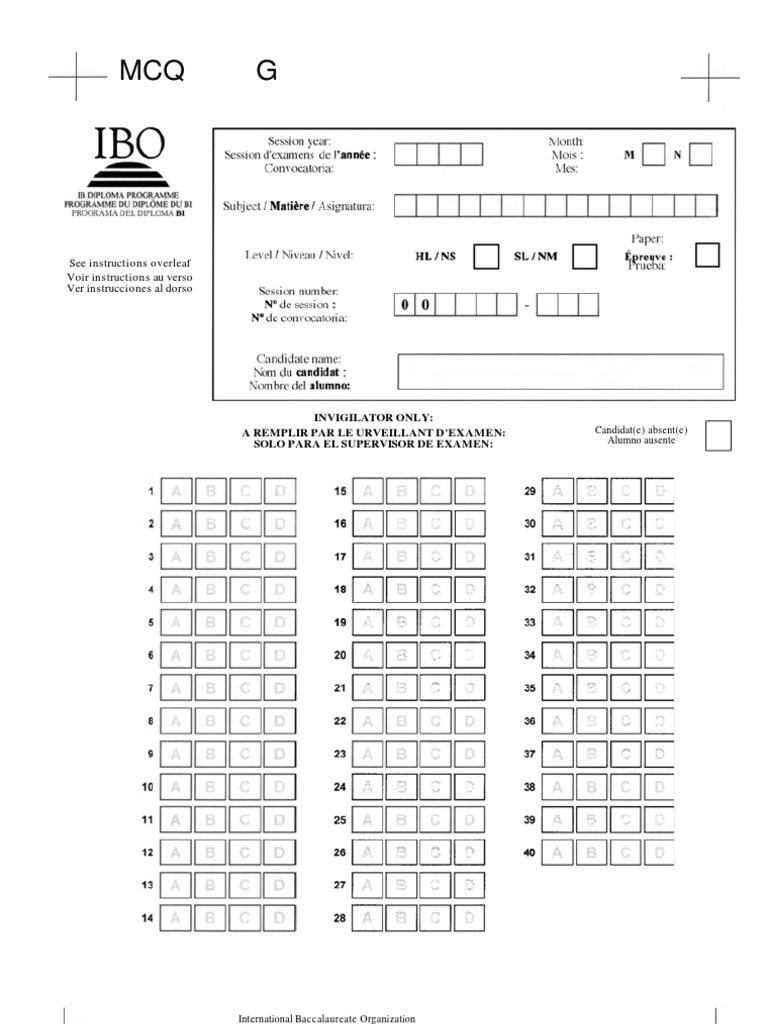 IB MCQ Form | PDF