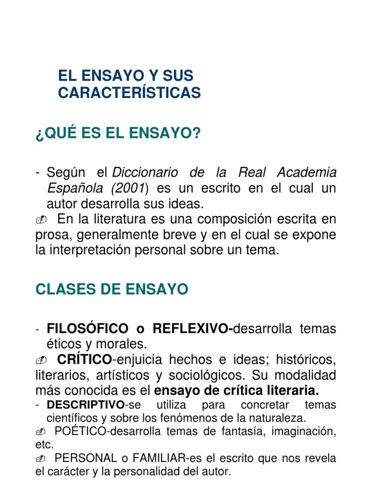 El Ensayo y Sus Características | PDF | Ensayos | Science