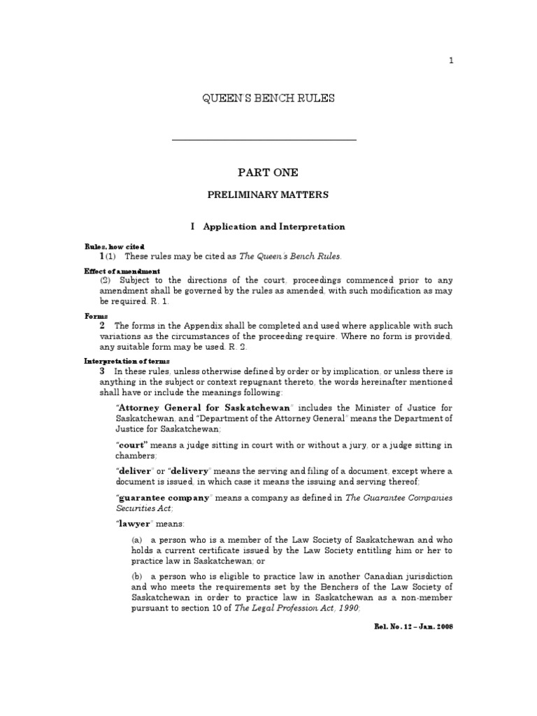 Queens Bench Rules | PDF | Intervention (Law) | Joinder