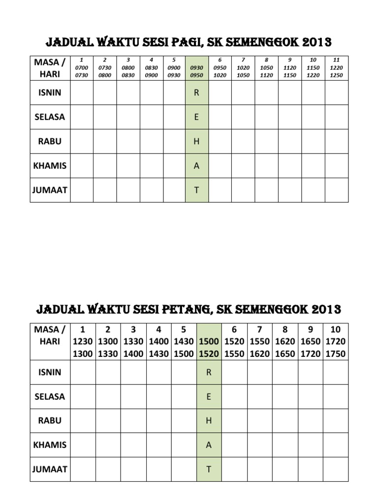 Jadual Waktu Sesi Pagi | PDF | Science & Mathematics