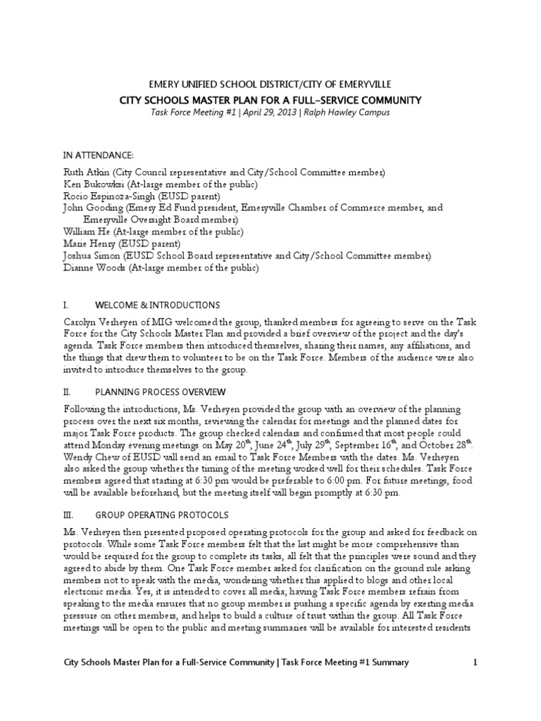 Task Force Minutes 2013-04-29 | PDF | Communication | Cognition