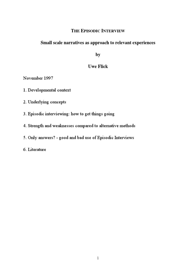 Understanding Episodic Interviews | PDF | Narrative | Interview