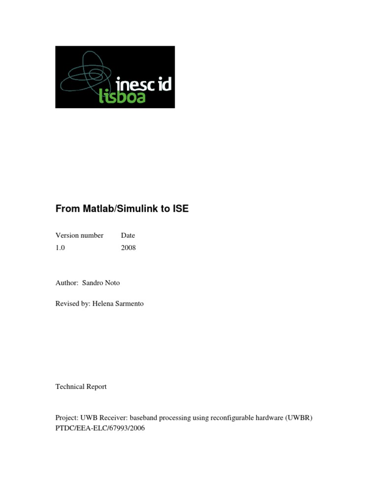 From Matlab/Simulink to ISE: Designing a Small Example | PDF | Field ...