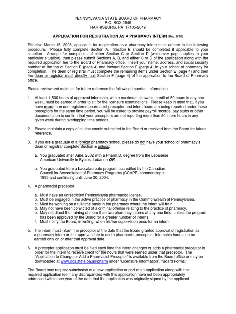 Pharmacy Harm Intern Application | PDF | Pharmacist | Pharmacy