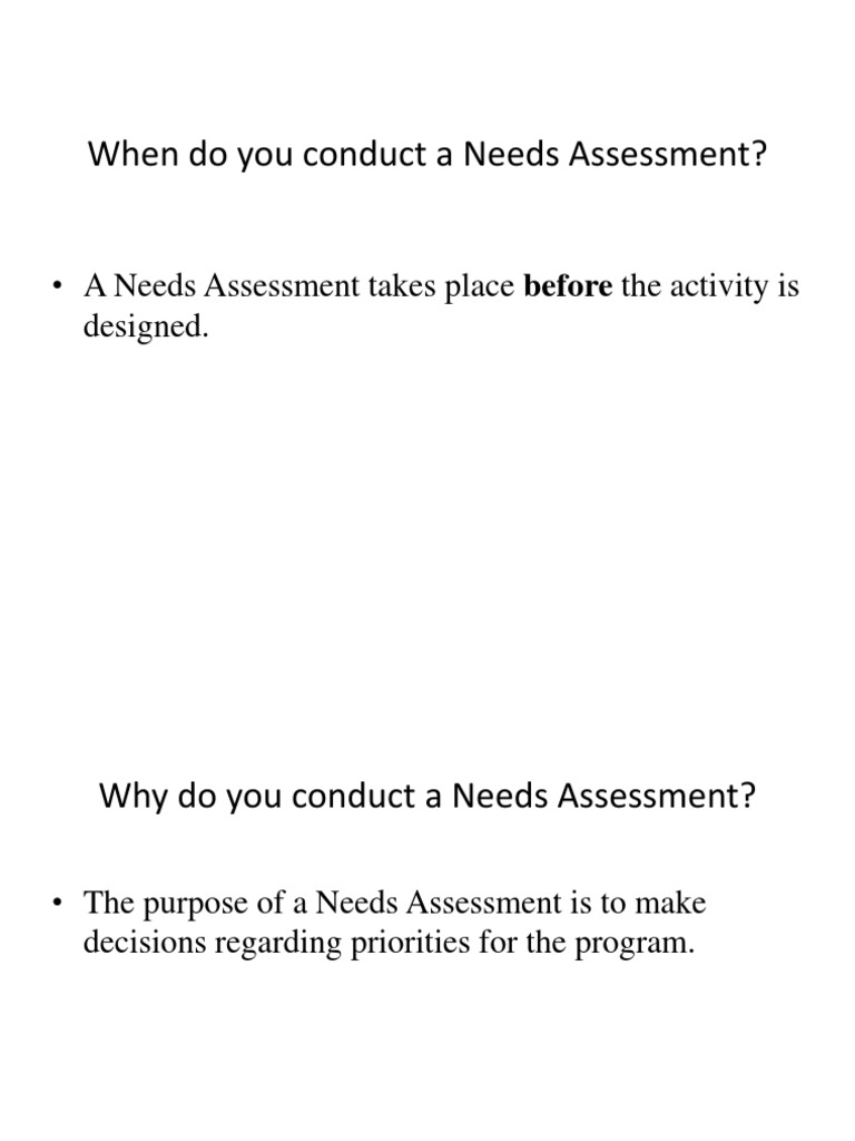 When Do You Conduct A Needs Assessment? | PDF | Needs Assessment ...