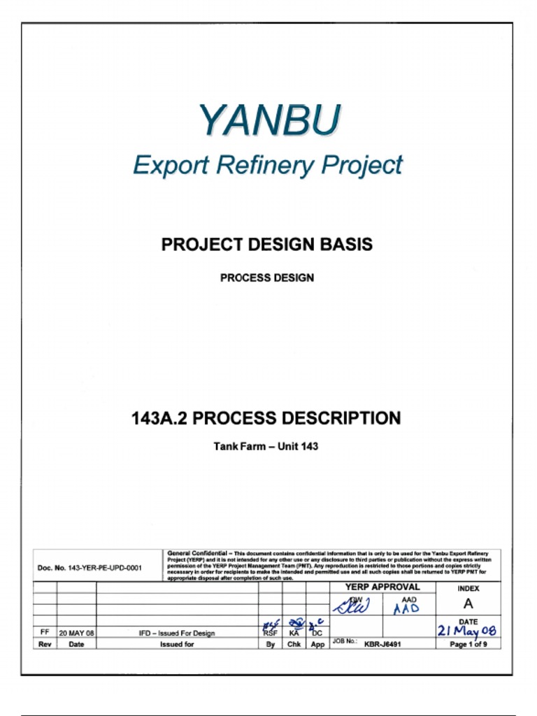 Tank Farm Storage and Pumping Process Description for the Yanbu Export ...
