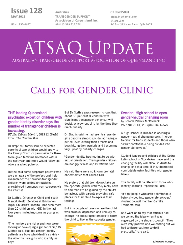 ATSAQ Newsletter Issue 128 MAY 2013 | PDF | Transgender | LGBTQIA+ Studies