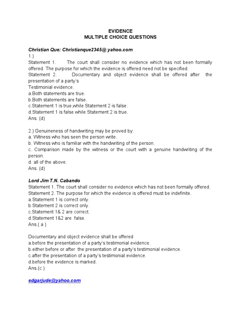 Evidence | PDF | Evidence (Law) | Notary Public