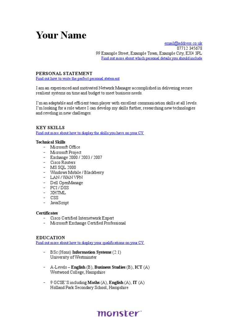 IT - Network Manager CV Template | PDF | Business