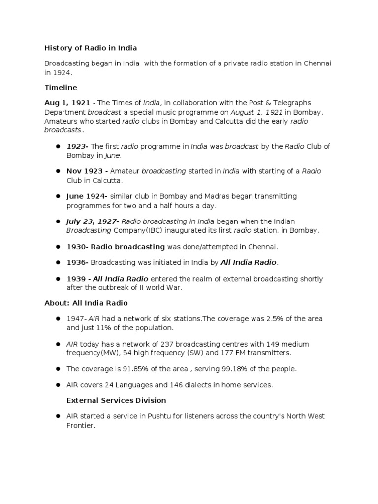 History of Radio in India | PDF | Wireless | Telecommunications Engineering