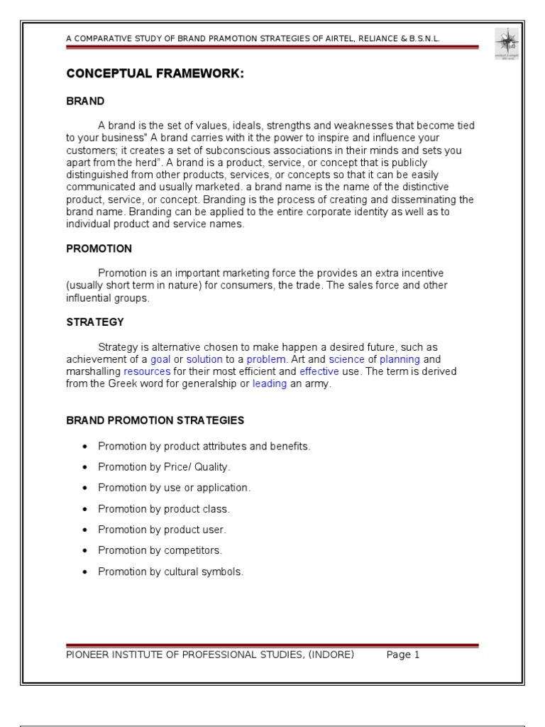 Conceptual Framework:: Brand | PDF | Promotion (Marketing) | Brand