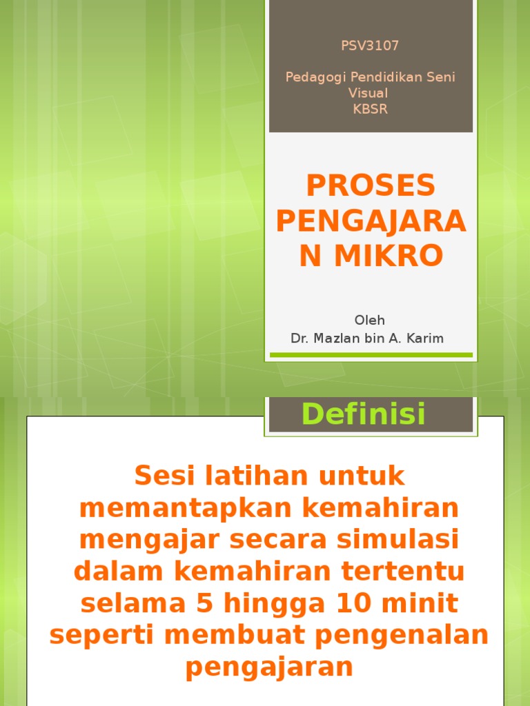 PSV 3107: Proses Pengajaran Mikro | PDF