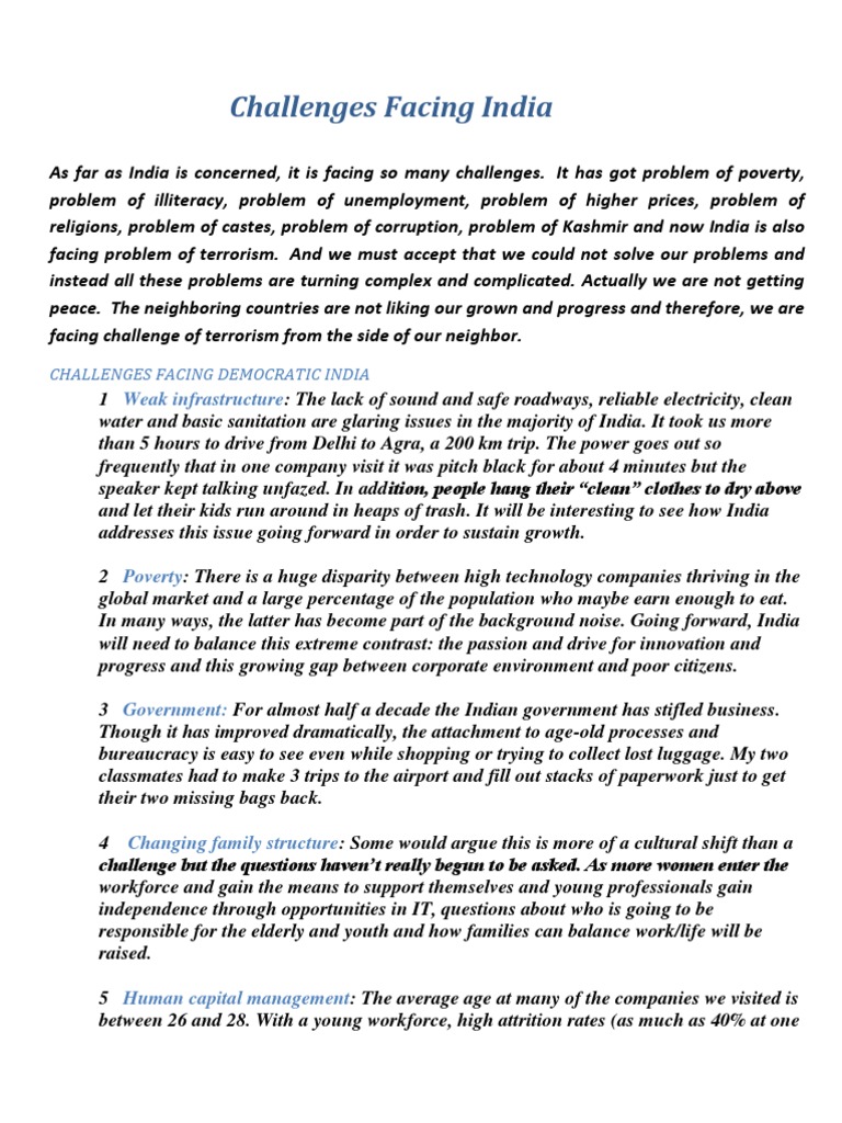 Challenges Facing India: Weak Infrastructure | PDF | Child Labour ...