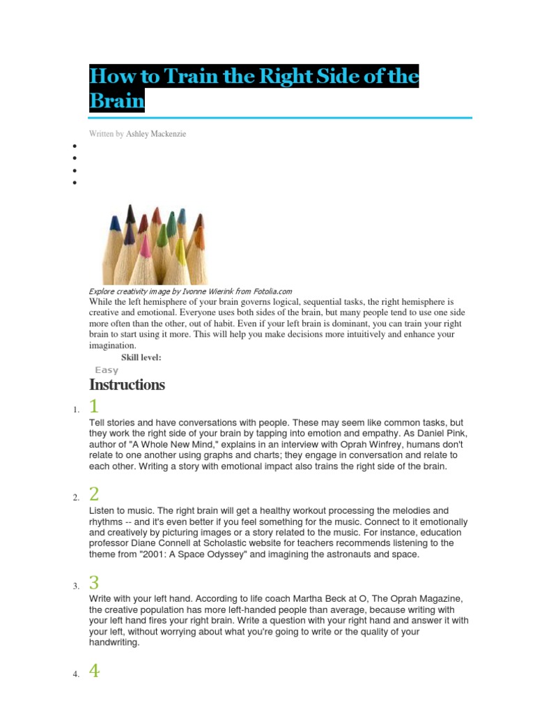 Train Your Right Brain | PDF | Lateralization Of Brain Function | Yin ...