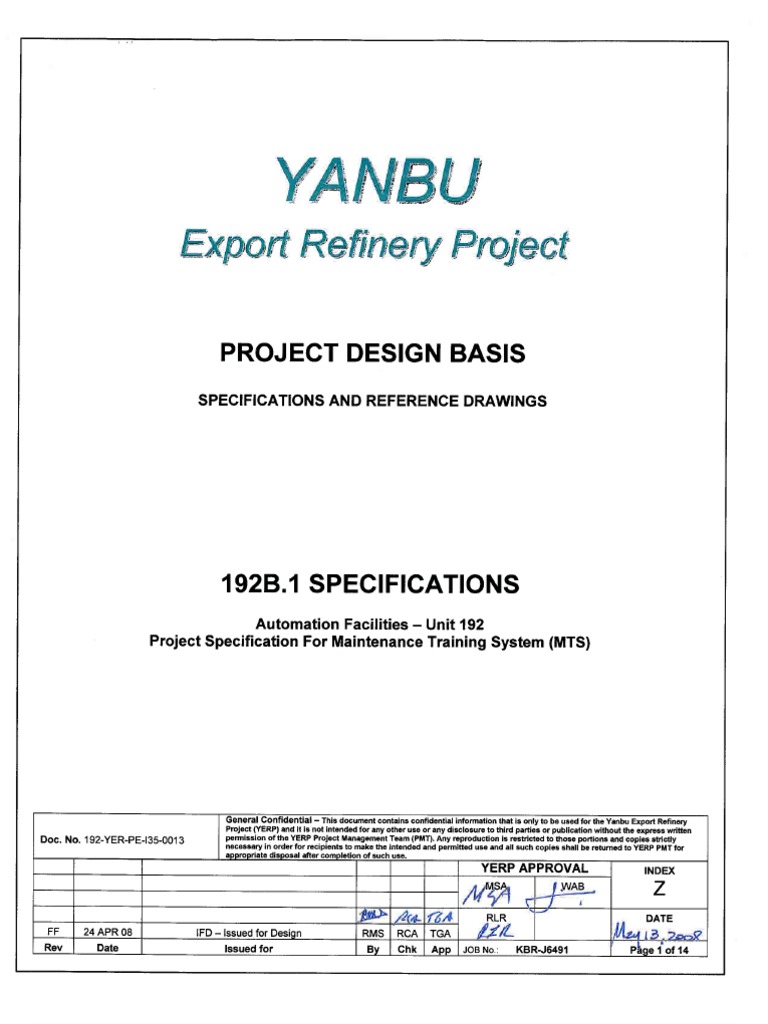 Yanbu Refinery MTS Specs | PDF | Specification (Technical Standard ...