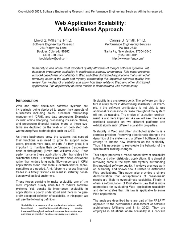 Web Application Scalability: A Model-Based Approach: Lloyd G. Williams ...