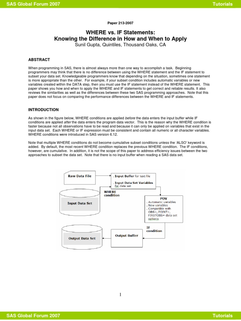 SAS If and Where | PDF | Sas (Software) | Variable (Computer Science)