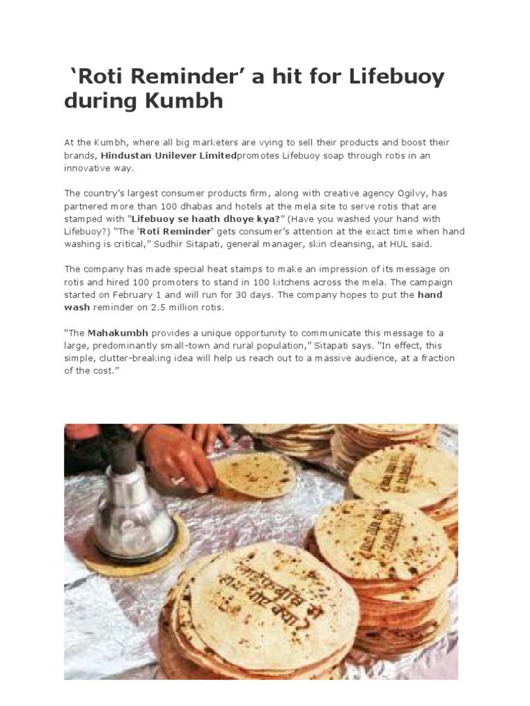 Roti Reminder' A Hit For Lifebuoy During Kumbh: Wash Reminder On 2.5 ...