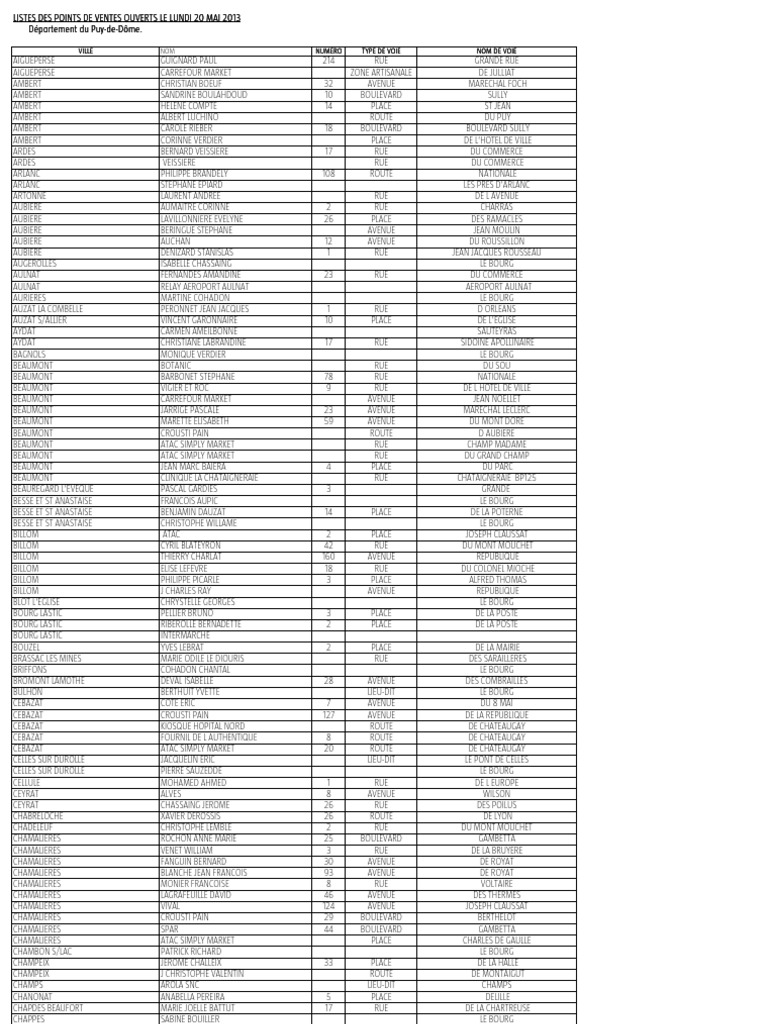 Points de vente ouverts le 20 mai | PDF | Peuple français | France