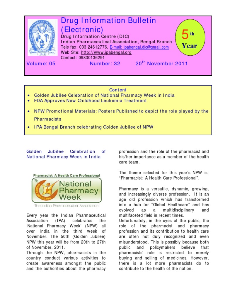 Drug Information Bulletin 32 05 | PDF | Pharmacy | Pharmaceutical Drug