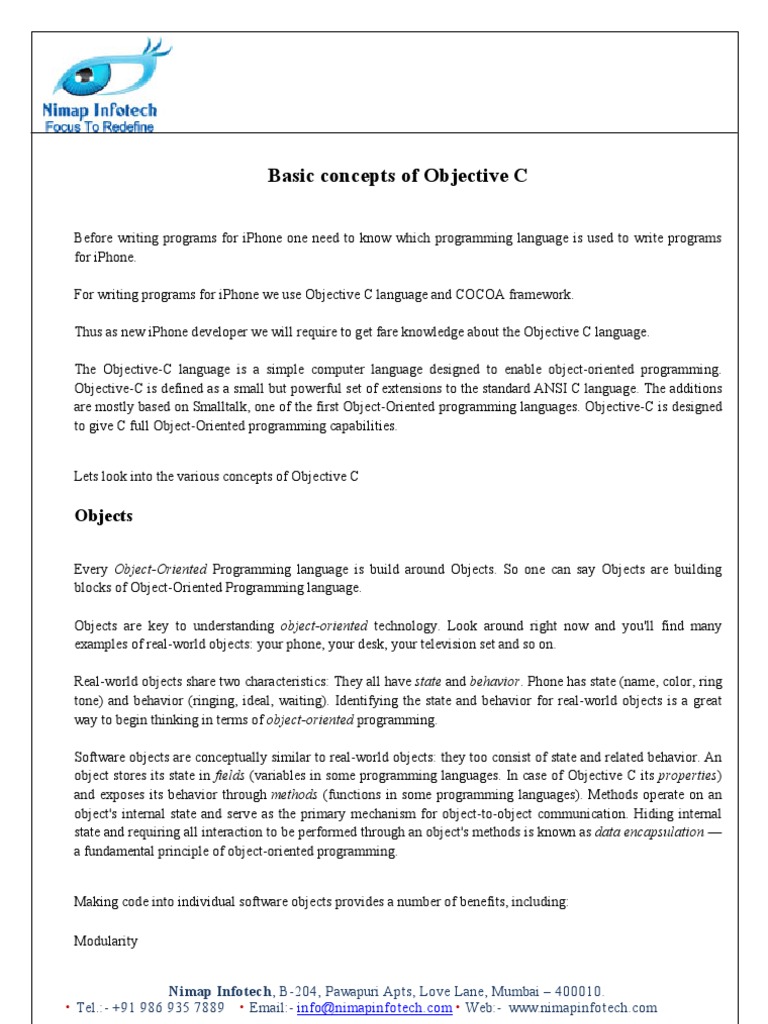 Ios Chapter 1 Basic | PDF | Objective C | Class (Computer Programming)