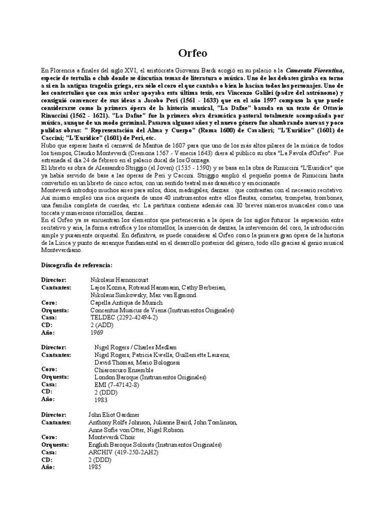 Orfeo | PDF | Entretenimiento (general)