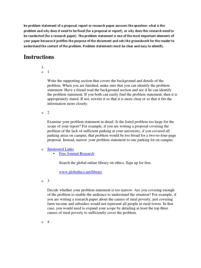 He Problem Statement of A Proposal | PDF | Scientific Method | Statistics