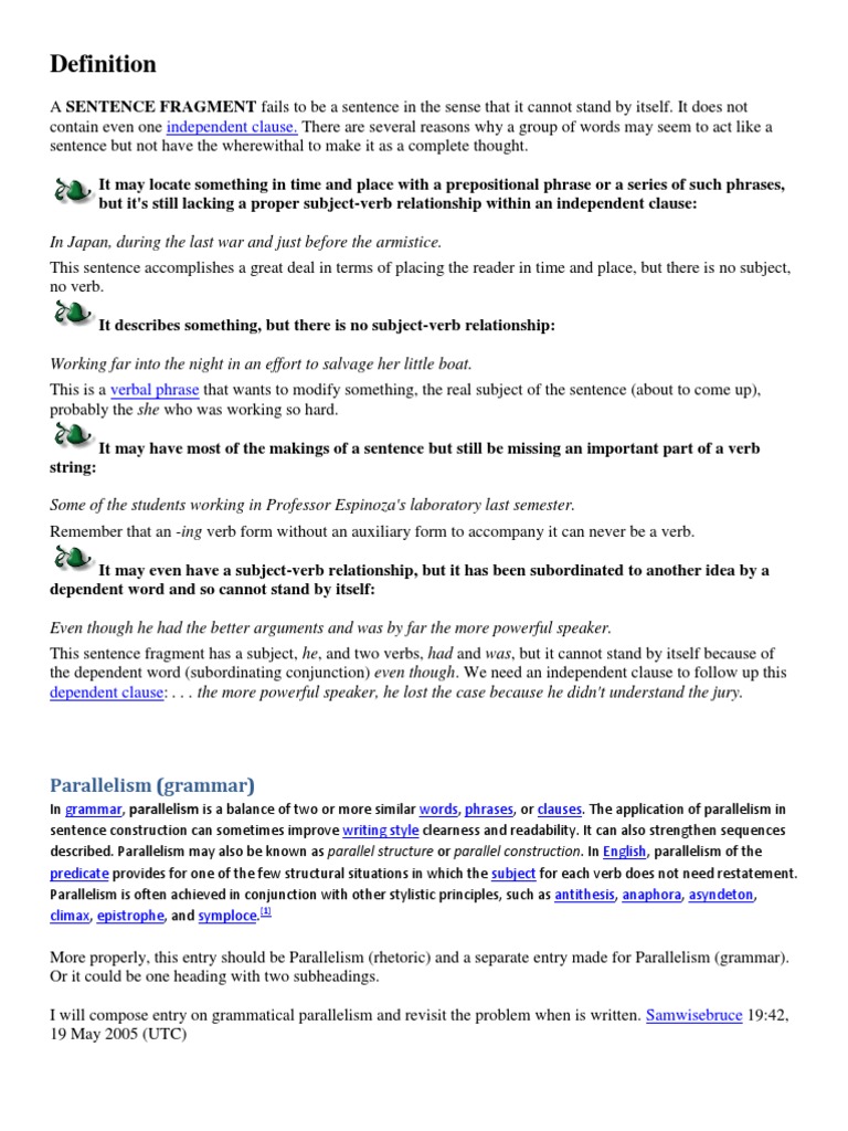 Independent Clause.: Parallelism (Grammar) | PDF | Clause | Sentence ...