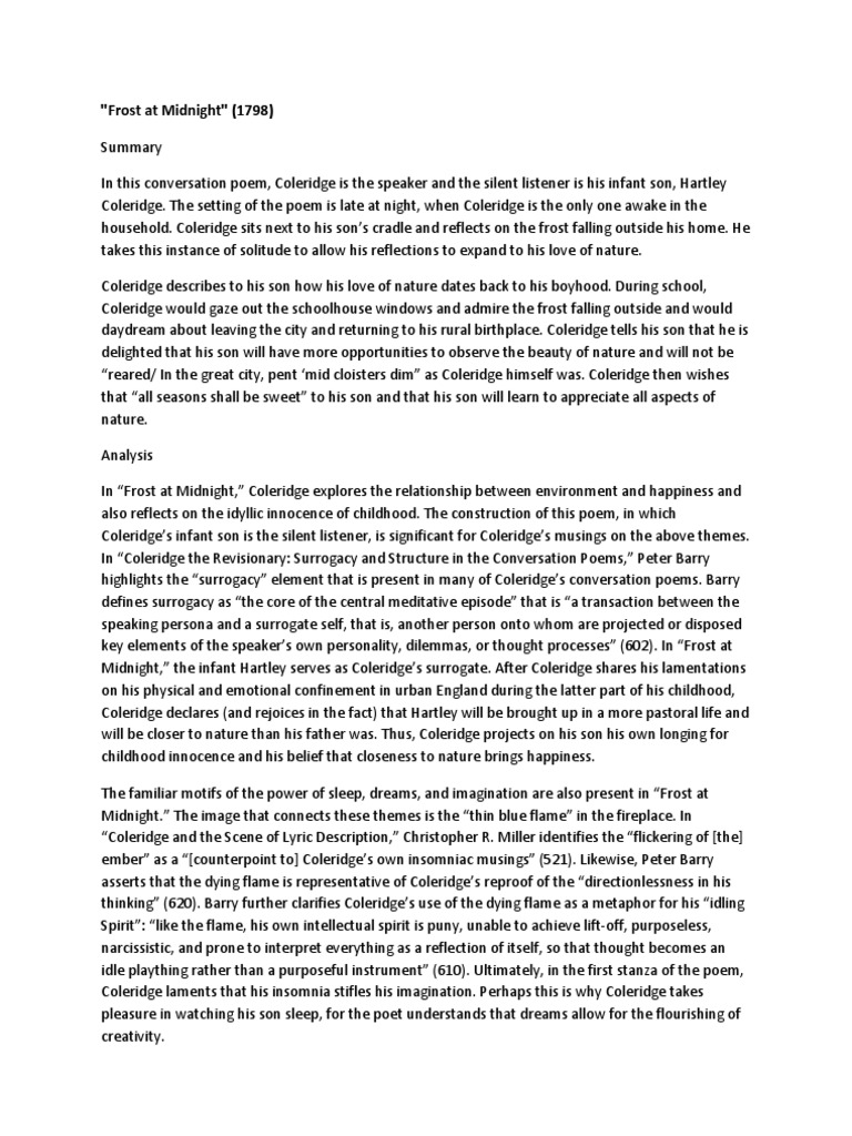 Frost at Midnight 854102151 | PDF | Samuel Taylor Coleridge | British ...