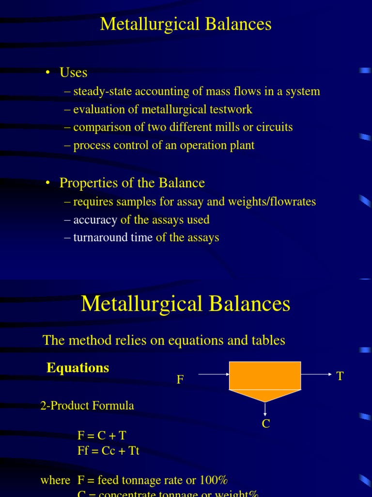 Lecture on Metallurgical Balances.ppt | Assay | Metallurgy
