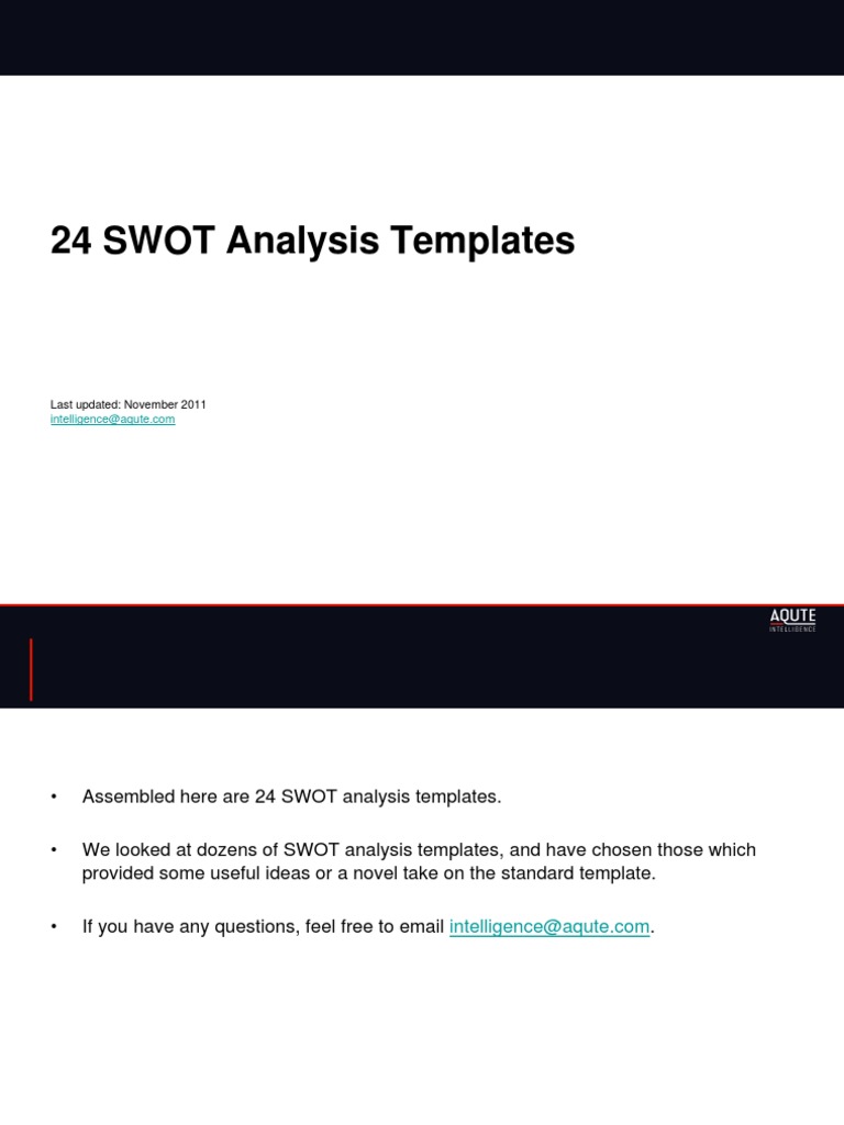 24 SWOT Analysis Templates Available | PDF