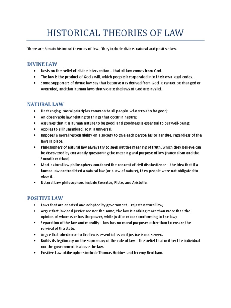 Historical Theories of Law | PDF | Natural Law | Jurisprudence