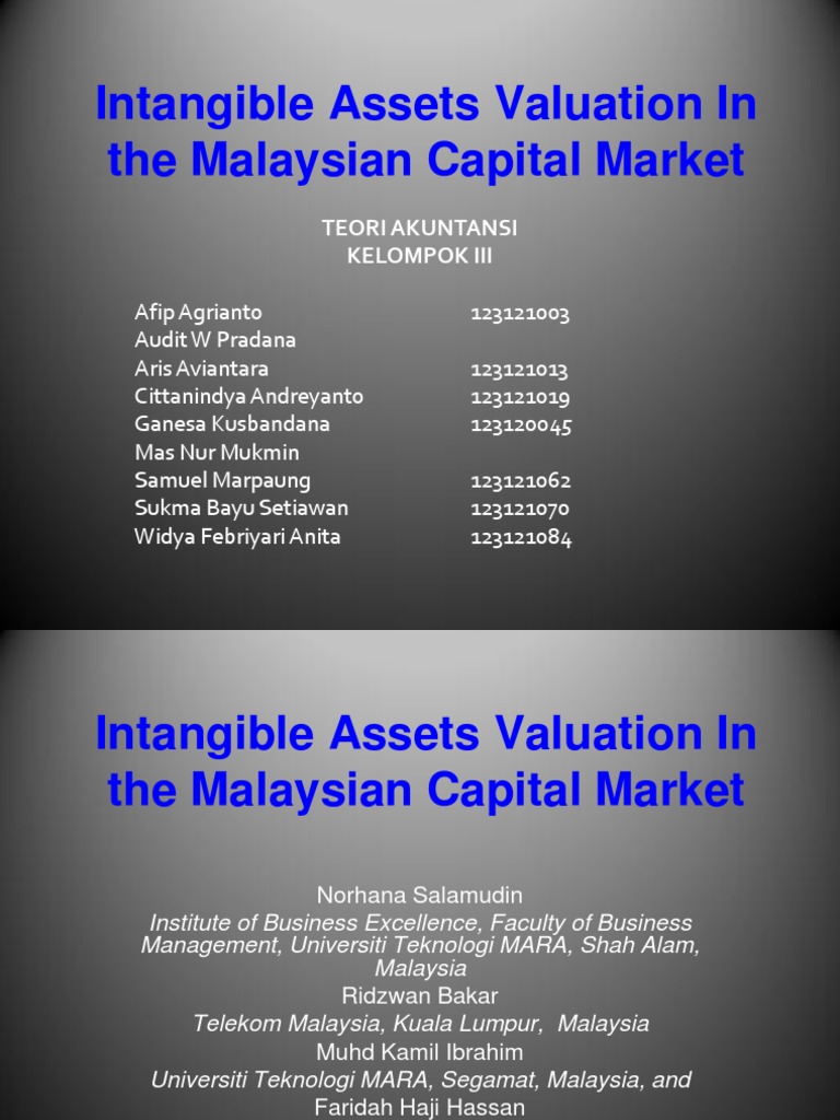 Intangible Assets Valuation in The Malaysian Capital Market | PDF ... Intangible Assets Valuation in The Malaysian Capital Market | PDF ...