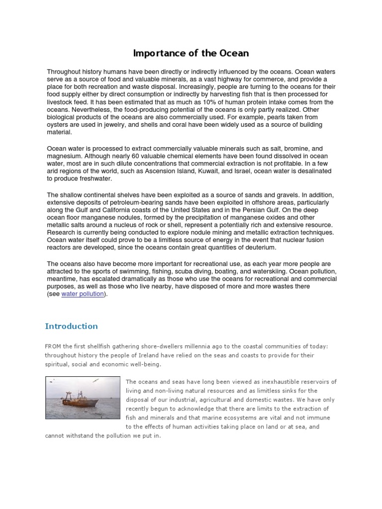 Importance of The Ocean | PDF | Sea | Natural Environment