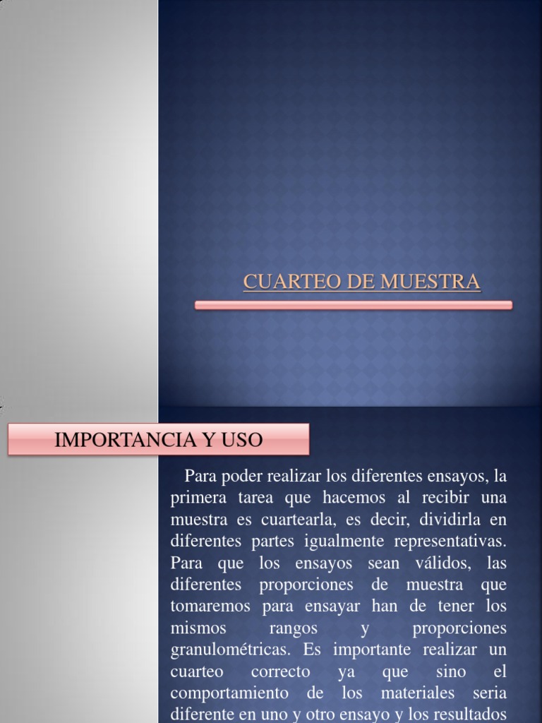 Cuarteo de Muestra | Naturaleza | Ingeniería | Prueba gratuita de 30 ...